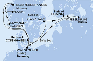 Dánsko, Německo, Norsko, Švédsko, Finsko, Rusko z Kodaně na lodi MSC ...