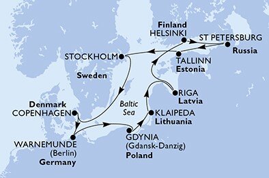 Dánsko, Německo, Polsko, Litva, Lotyšsko, Finsko, Rusko, Estonsko ...